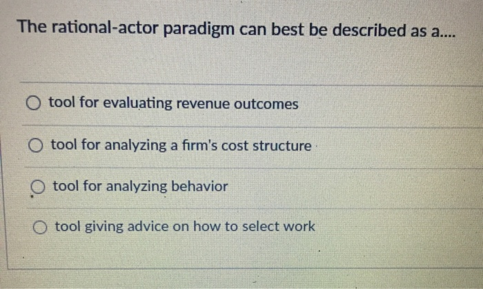 Solved The rational-actor paradigm can best be described as | Chegg.com