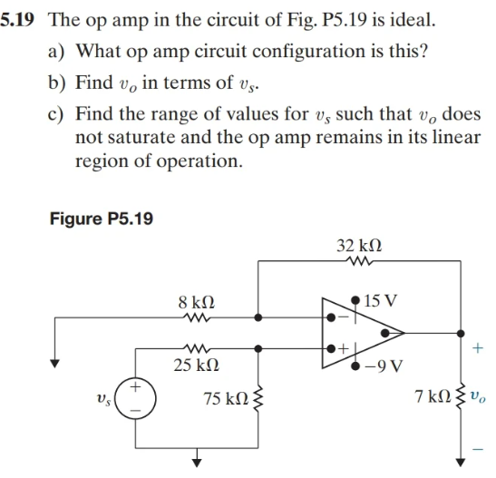 Solved 5.19 ﻿The op amp in the circuit of Fig. P5.19 ﻿is | Chegg.com