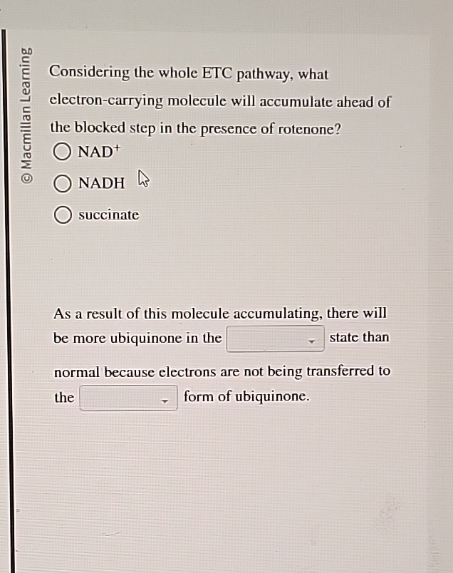 Solved Considering the whole ETC pathway, what | Chegg.com