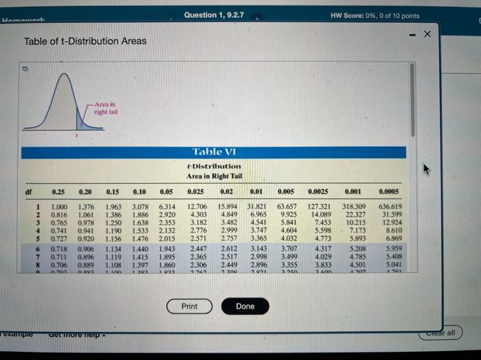 Determine the t-value in each of the cases. Click the | Chegg.com