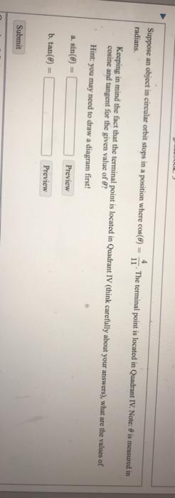 Solved Suppose An Object In Circular Orbit Stops In A