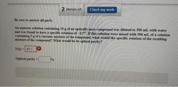 Solved Be sure to answer all parts. An aqueous solution | Chegg.com