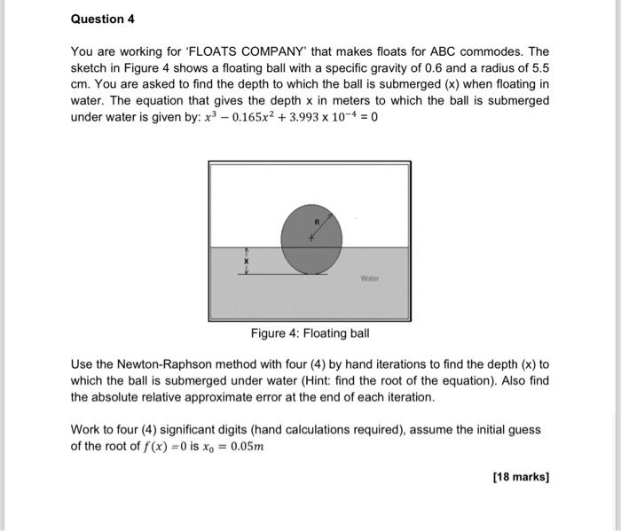 Solved You are working for 'FLOATS COMPANY' that makes | Chegg.com