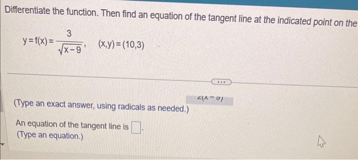 Solved Differentiate the function. Then find an equation of | Chegg.com