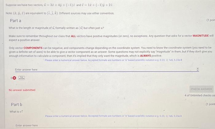 Solved Suppose we have two vectors, u=3x^+4y^+(−1)z^ and | Chegg.com