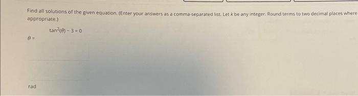 Solved Find all solutions of the given equation. (Enter your | Chegg.com