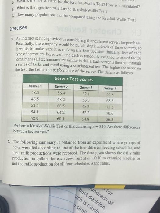 Solved 6. What is the rejection rule for the Kruskal-Wallis | Chegg.com