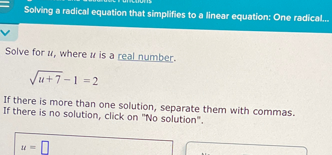 Solved Solving a radical equation that simplifies to a | Chegg.com