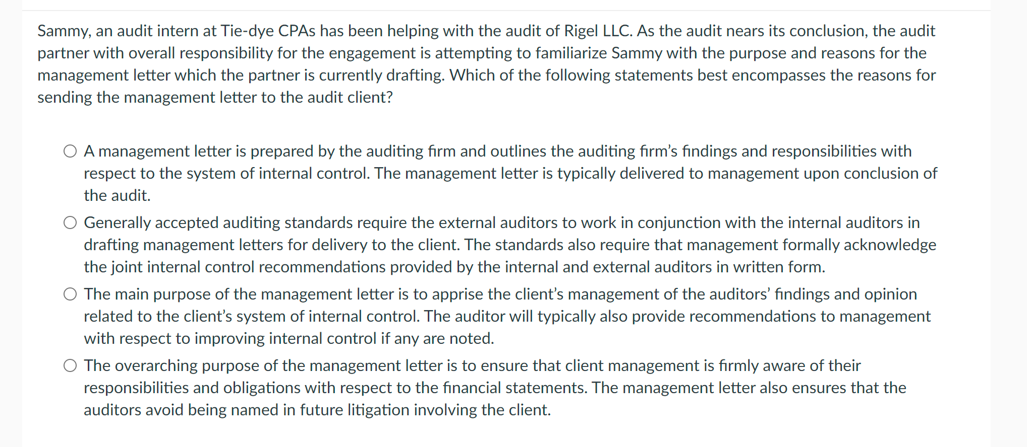 Solved Sammy, an audit intern at Tie-dye CPAs has been | Chegg.com