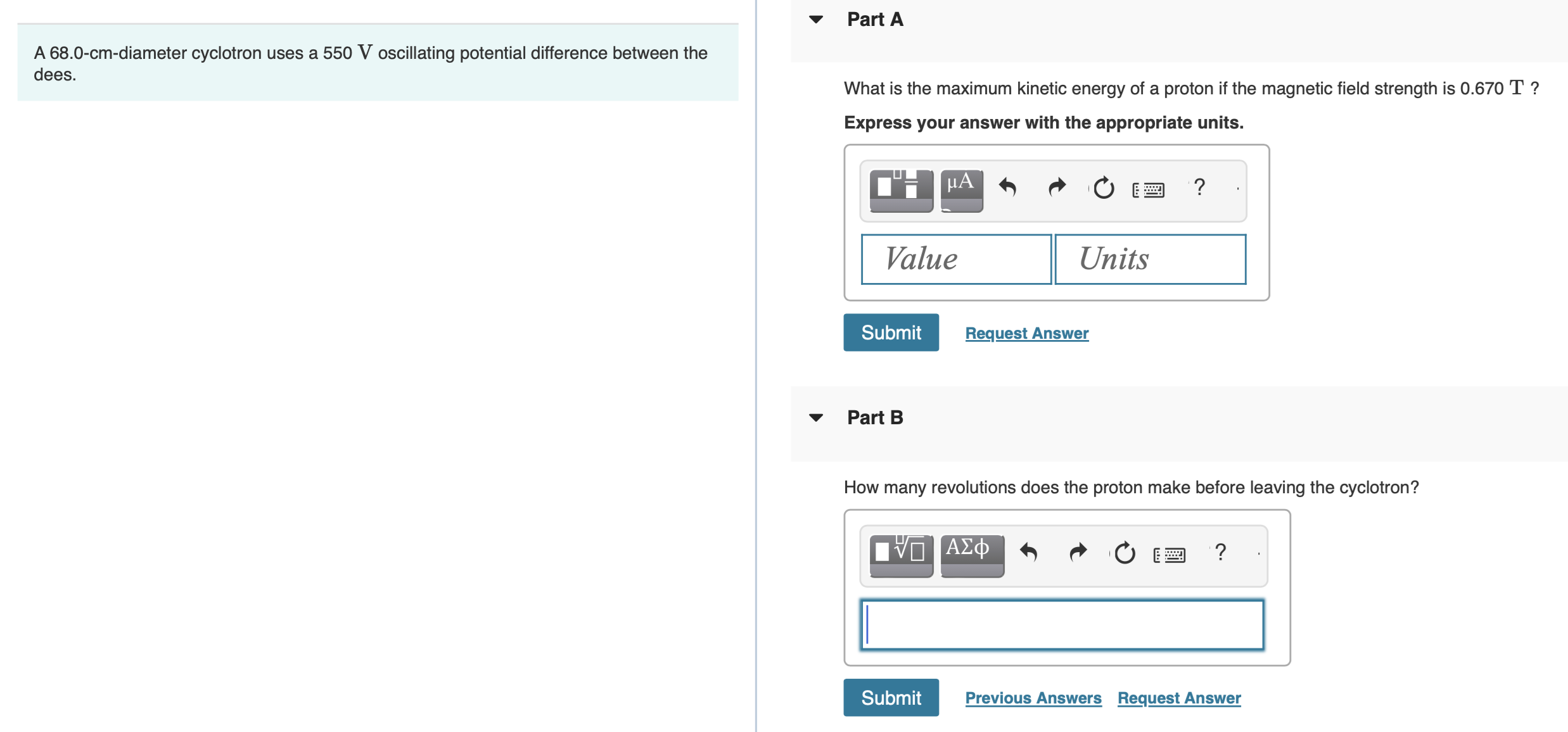 Solved Part BHow many revolutions does the proton make | Chegg.com