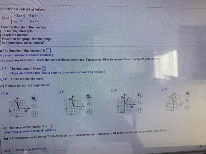 Solved e function fis defined as follows 3x + 4 if x