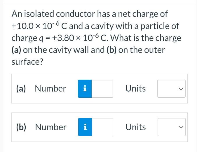 Solved An isolated conductor has a net charge of +10.0×10−6C | Chegg.com