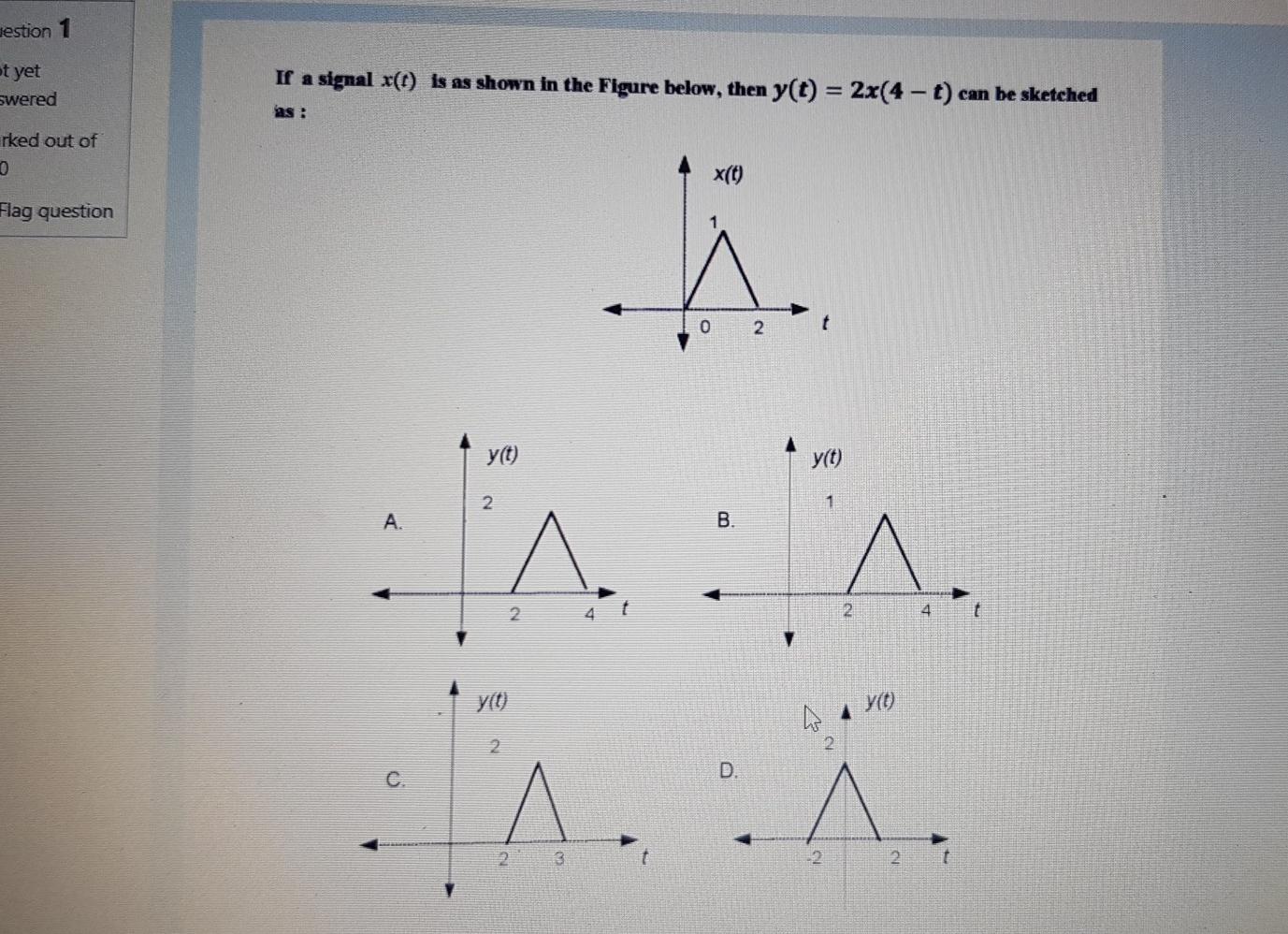 Solved estion 1 ot yet swered If a signal x() is as shown in | Chegg.com Solved estion 1 ot yet swered If a signal x() is as shown in | Chegg.com