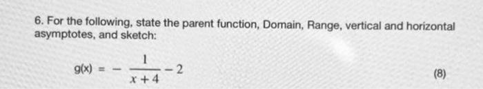 Solved 6. For the following, state the parent function, | Chegg.com