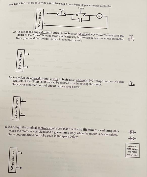Solved Problem \#5) Given the following control-cireuit from | Chegg.com