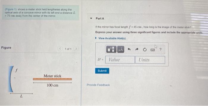 Solved (Figure 1) shows a meter stick held lengthwise along | Chegg.com