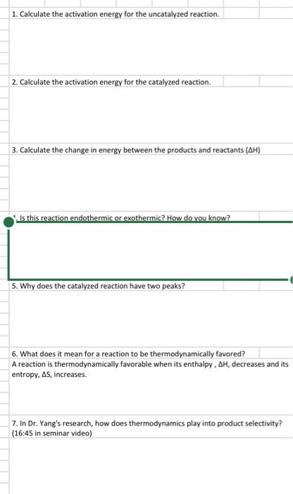 Solved 1. Calculate the activation energy for the | Chegg.com