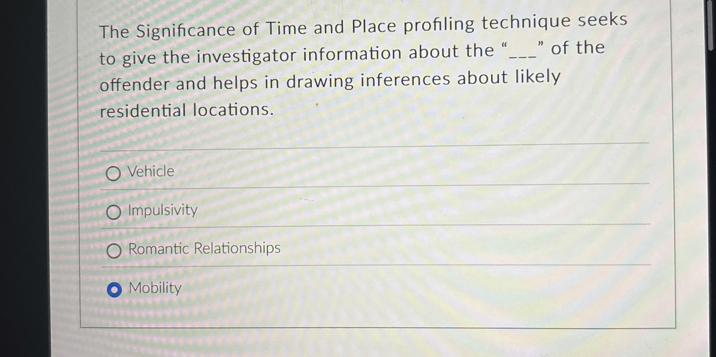 Solved The Significance of Time and Place profiling | Chegg.com