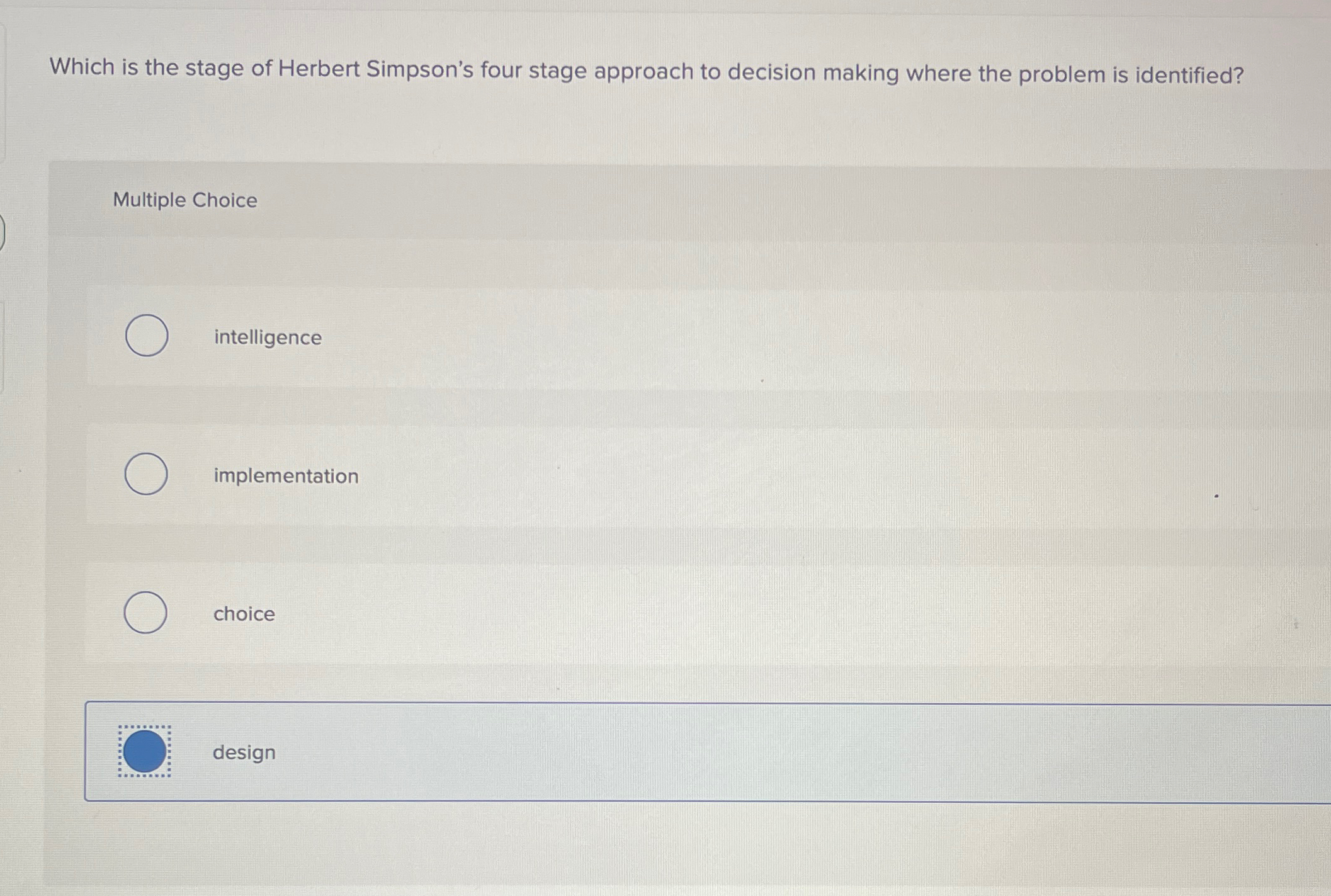 Solved Which is the stage of Herbert Simpson's four stage | Chegg.com