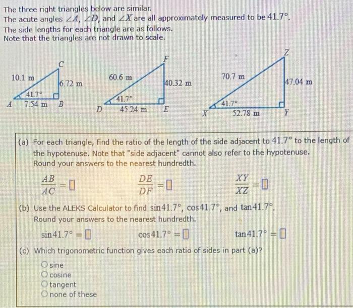 [Solved]: The three right triangles below are similar. The