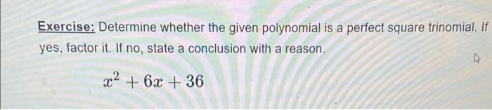 Solved Exercise Determine Whether The Given Polynomial Is A