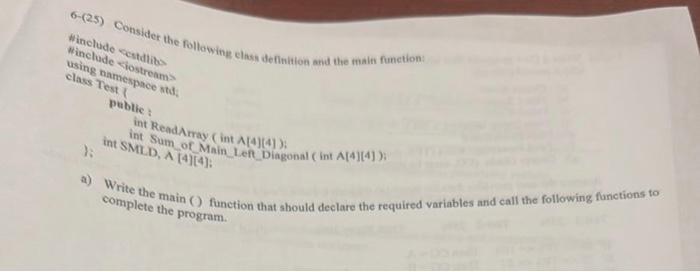 Solved 6-(25) Consider the following class definition and | Chegg.com
