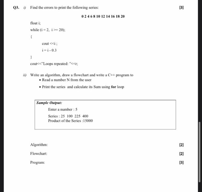 Solved [3] Q3.) Find the errors to print the following | Chegg.com
