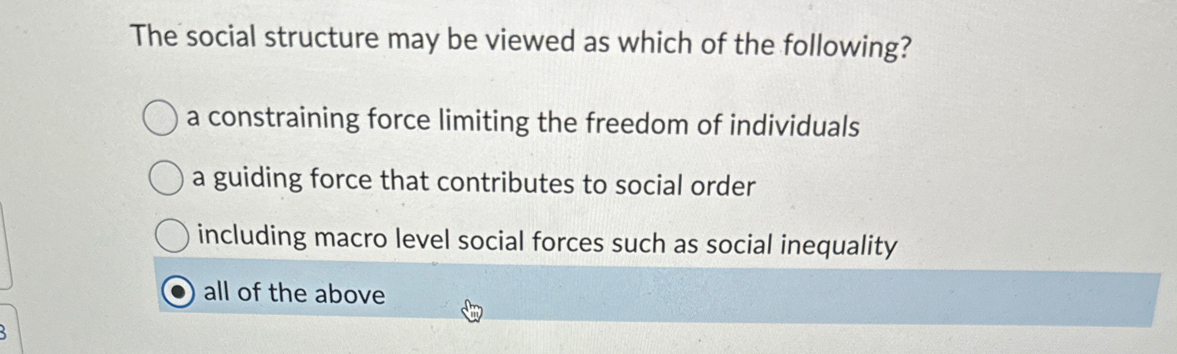 Solved The social structure may be viewed as which of the | Chegg.com
