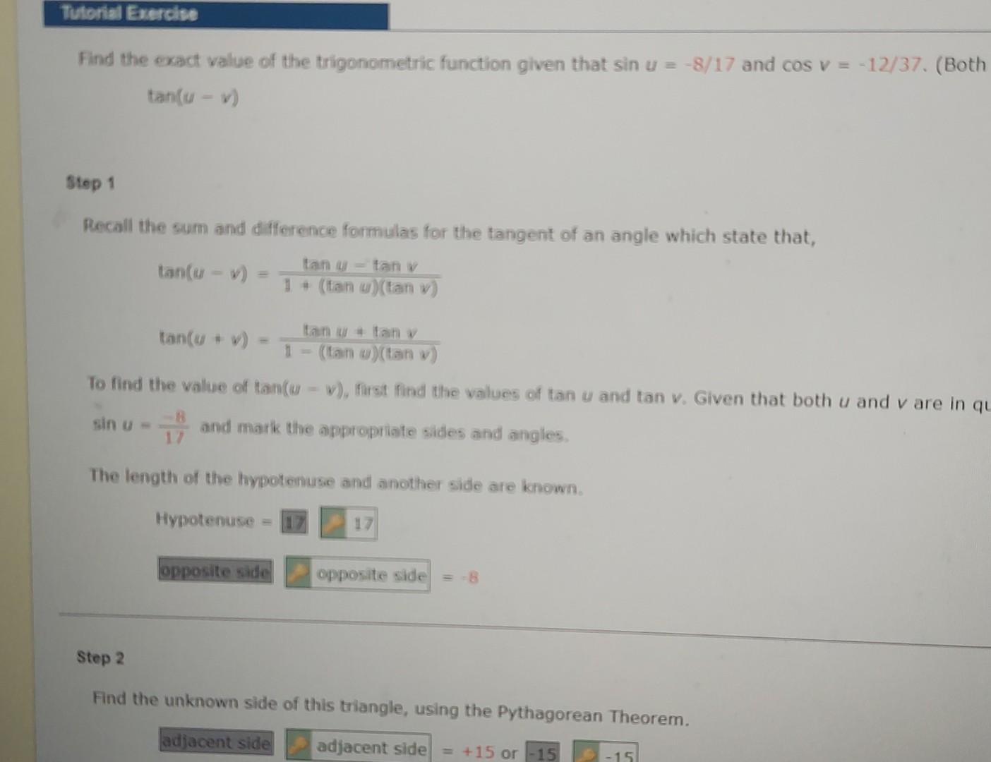 Substitute all the values in the sum and difference | Chegg.com