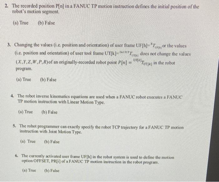 Solved 2. The recorded position P[n) in a FANUC TP motion | Chegg.com