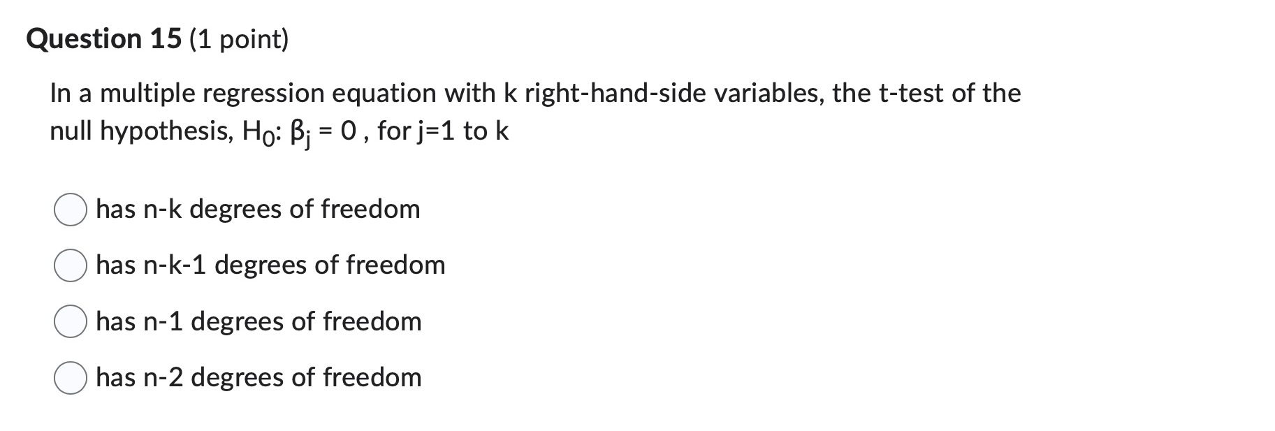 Solved Question 15 1 point In A Multiple Regression
