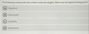 Solved The following compounds have similar molecular | Chegg.com