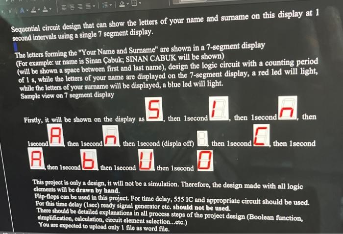 Sequential circuit design that can show the letters | Chegg.com
