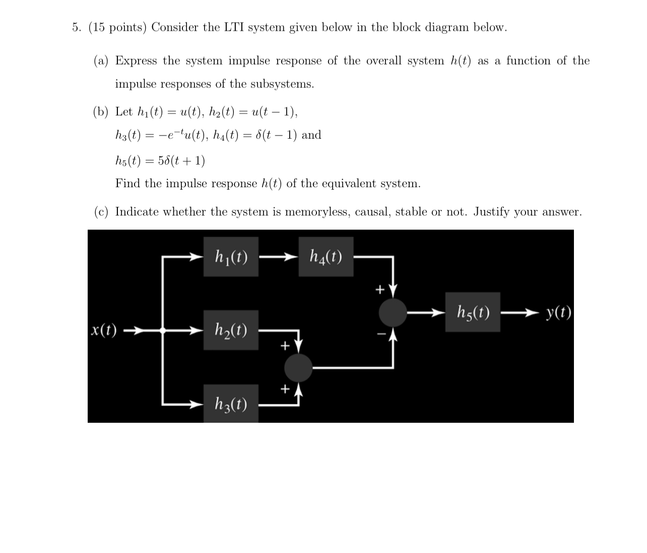 Solved (15 ﻿points) ﻿Consider the LTI system given below in | Chegg.com