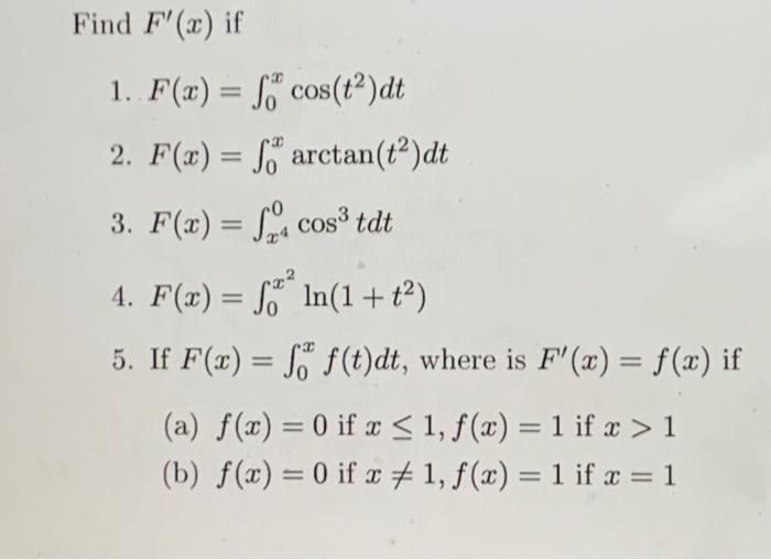 Solved Find \\( F^{\\prime}(x) \\) if 1. \\( | Chegg.com