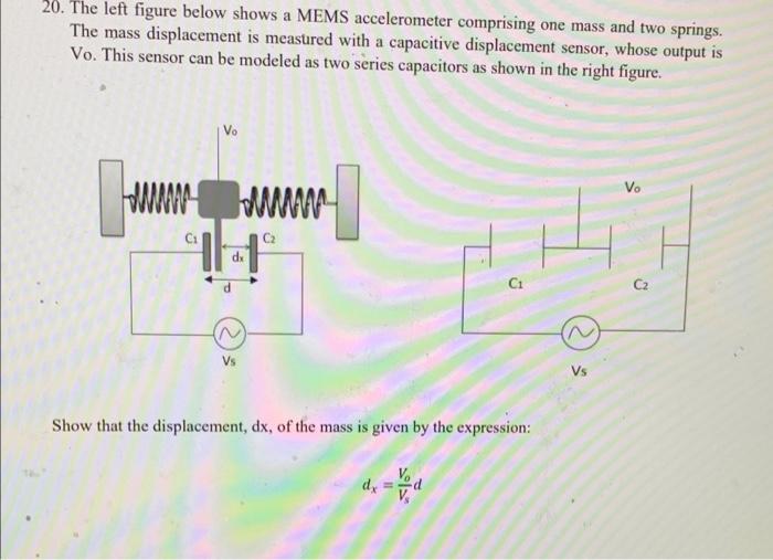 Solved 20. The left figure below shows a MEMS accelerometer | Chegg.com