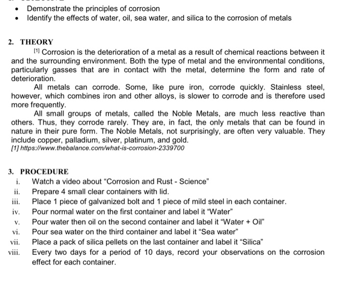 Solved • Demonstrate the principles of corrosion Identify | Chegg.com