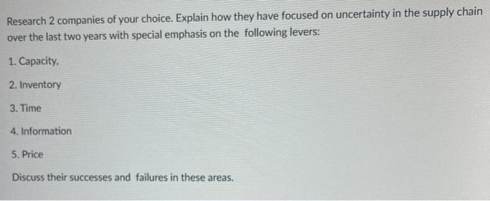 Solved Research 2 companies of your choice. Explain how they | Chegg.com