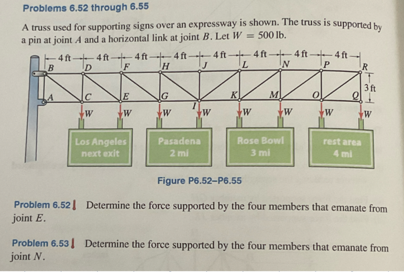 Solved Problem 6.53 ﻿ Determine the force supported by the | Chegg.com