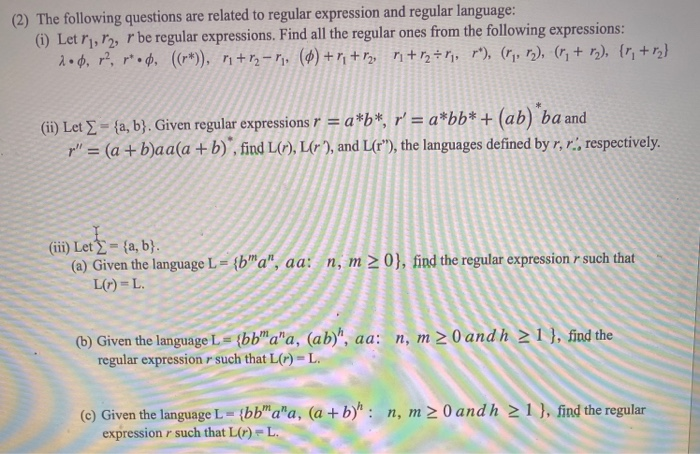Solved (2) The following questions are related to regular | Chegg.com
