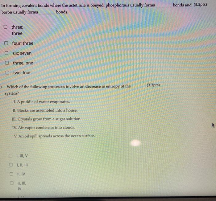 Solved Which of the following processes involve an decrease | Chegg.com
