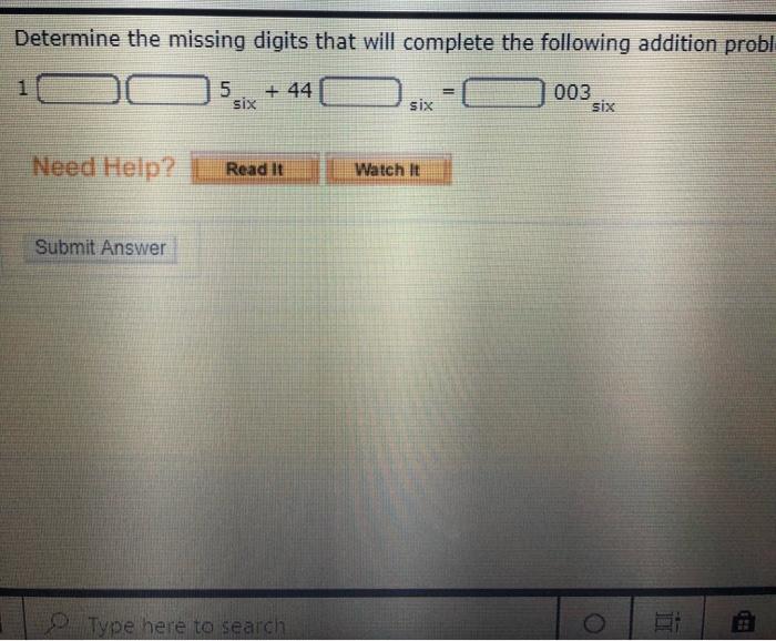 Solved Determine the missing digits that will complete the | Chegg.com