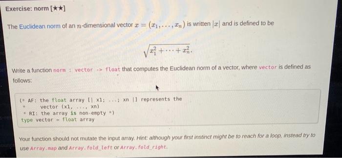 Solved Exercise Norm [ ] The Euclidean Norm Of An
