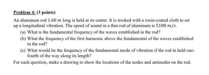 Solved Problem 4: (3 points) An aluminum rod 1.60 m long is | Chegg.com