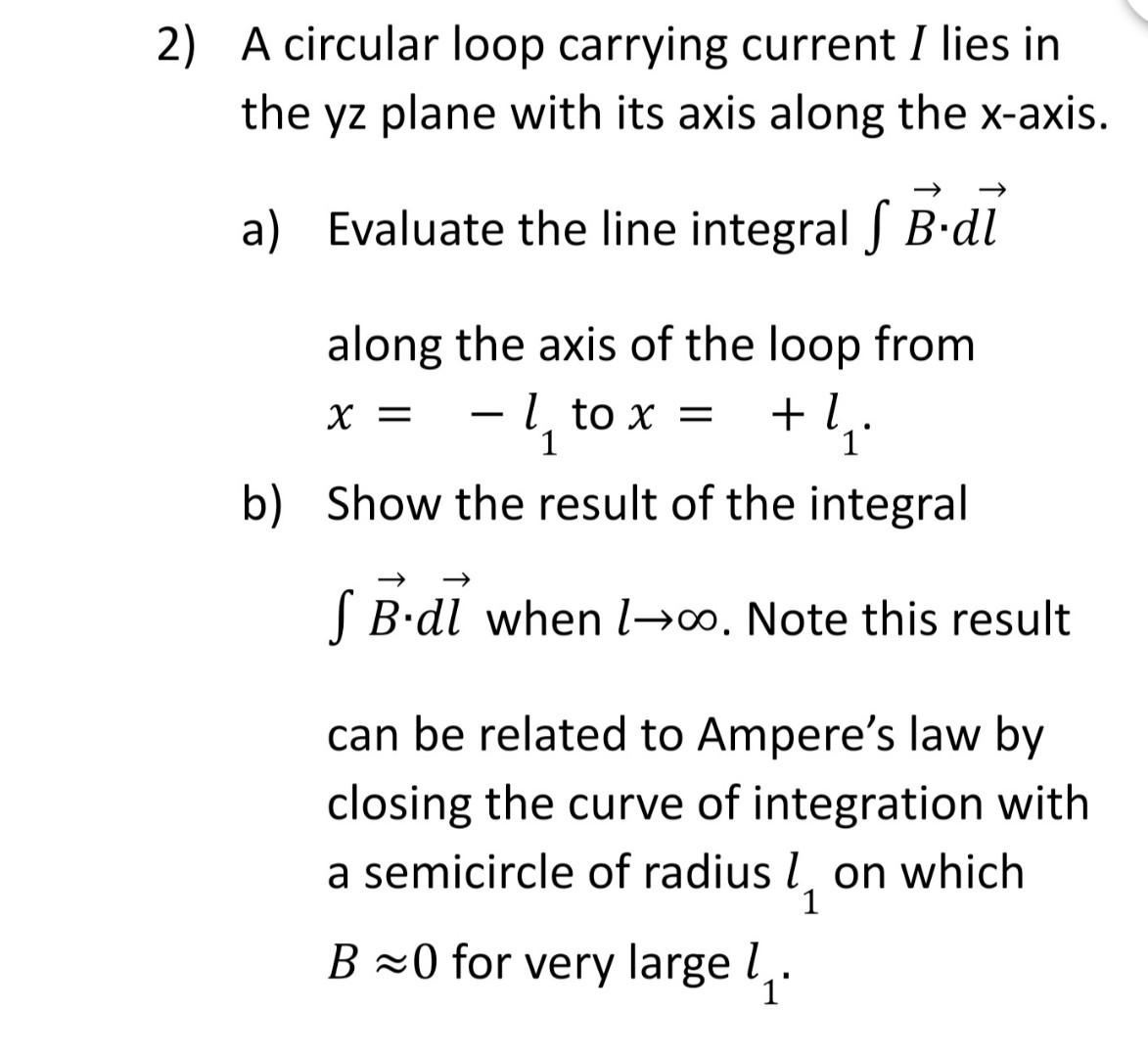 Solved 2) A circular loop carrying current I lies in the yz | Chegg.com