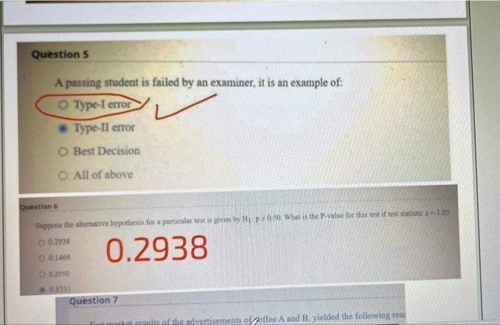 Solved Question 5 A passing student is failed by an | Chegg.com