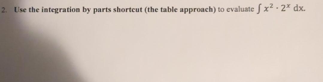Solved Use the integration by parts shortcut (the table | Chegg.com