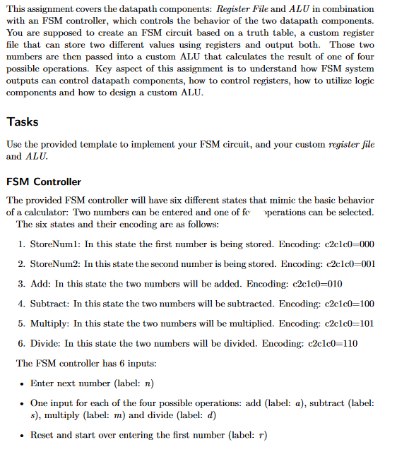 Solved This assignment covers the datapath components: | Chegg.com