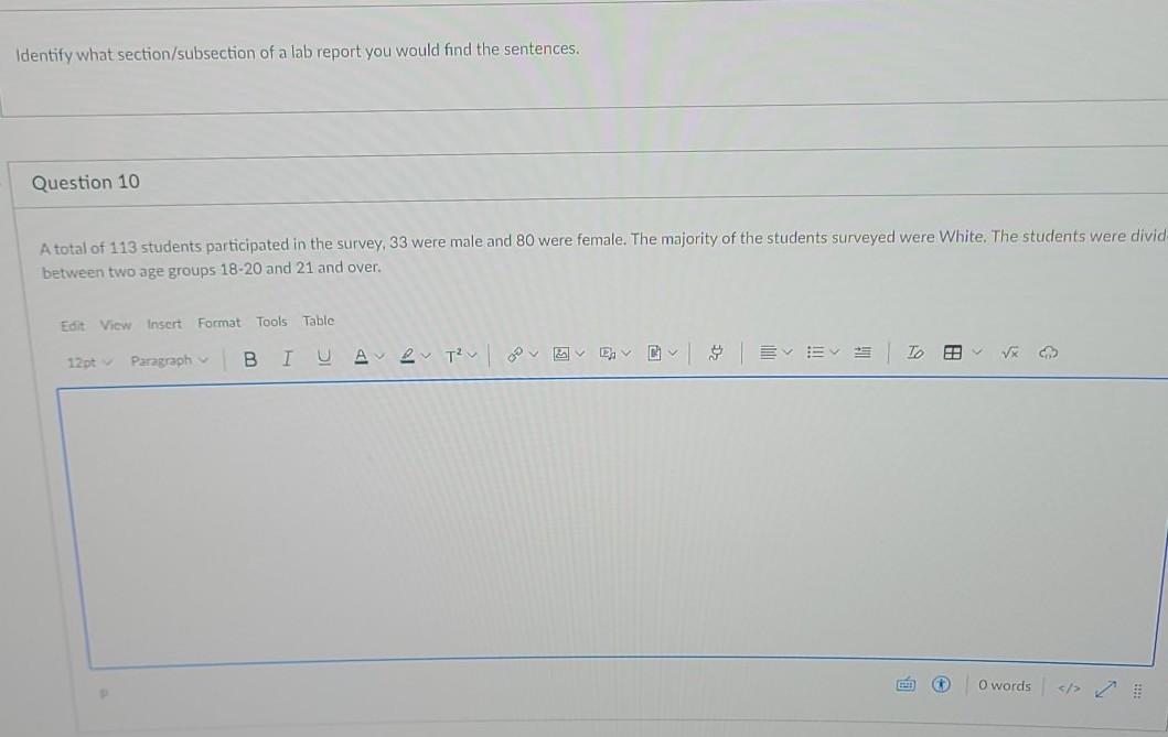 Solved Identify what section/subsection of a lab report you | Chegg.com