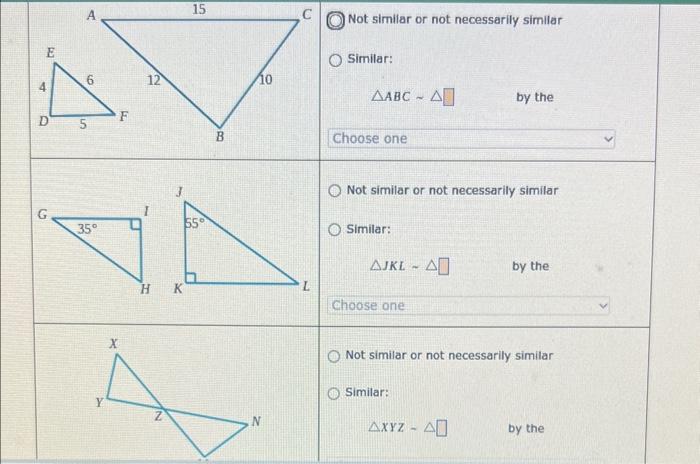 Solved Not similar or not necessarily similar Similar: | Chegg.com